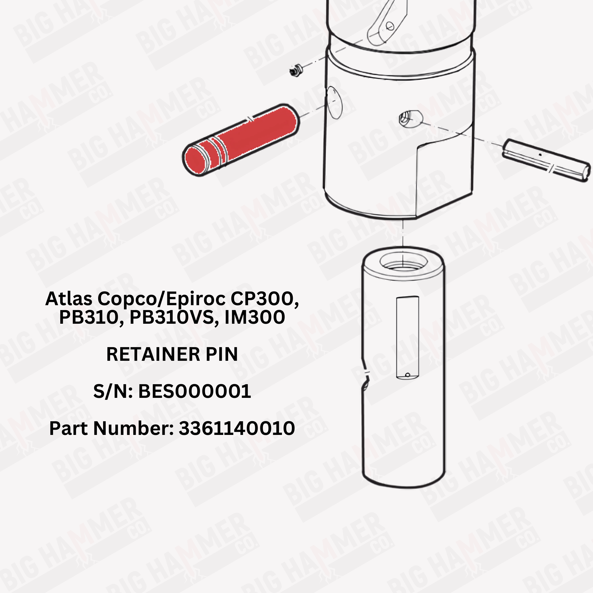 Atlas Copco/Epiroc CP300, PB310, PB310VS, IM300 Tool Retainer