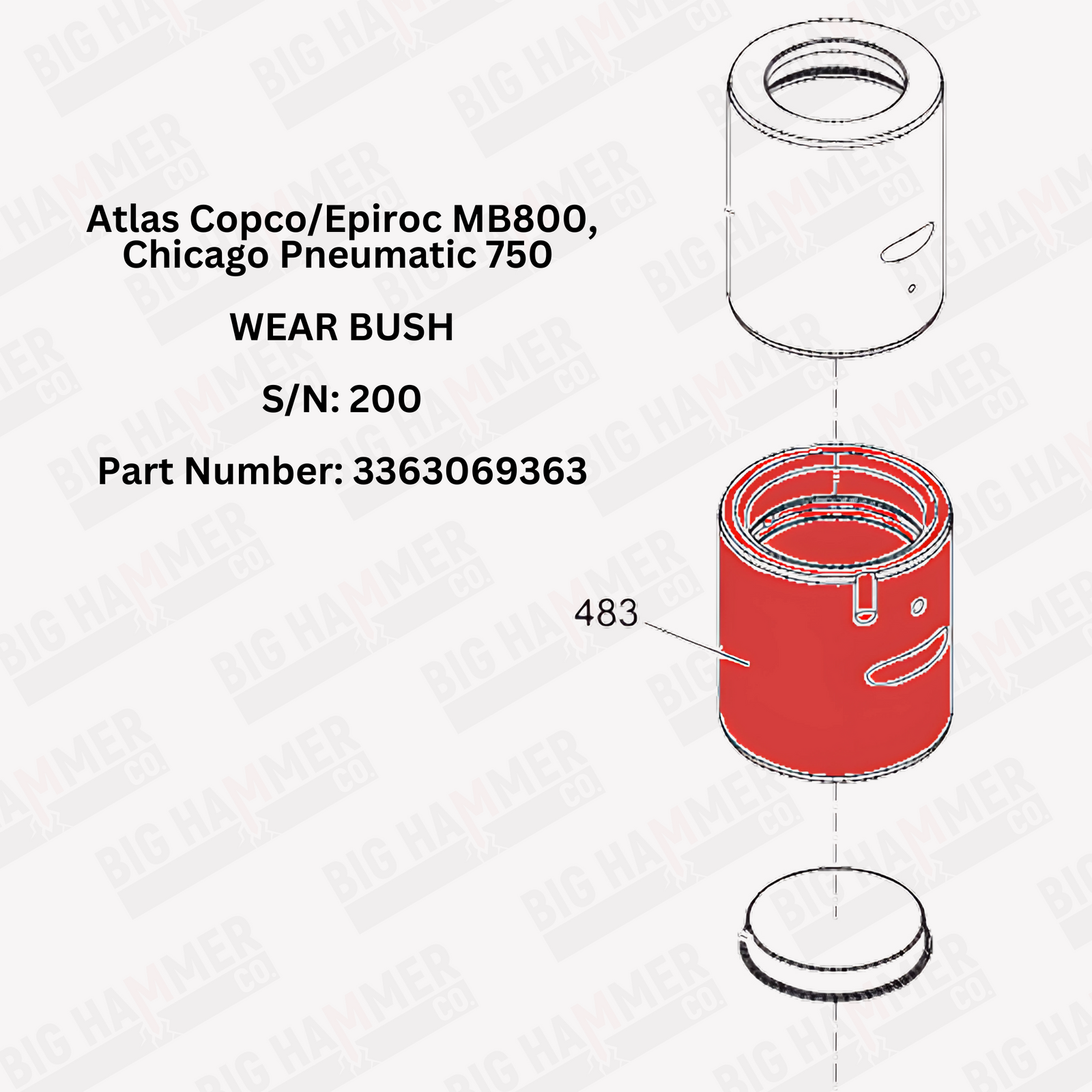 Atlas Copco/Epiroc MB800, Chicago Pneumatic 750 Lower Bushing