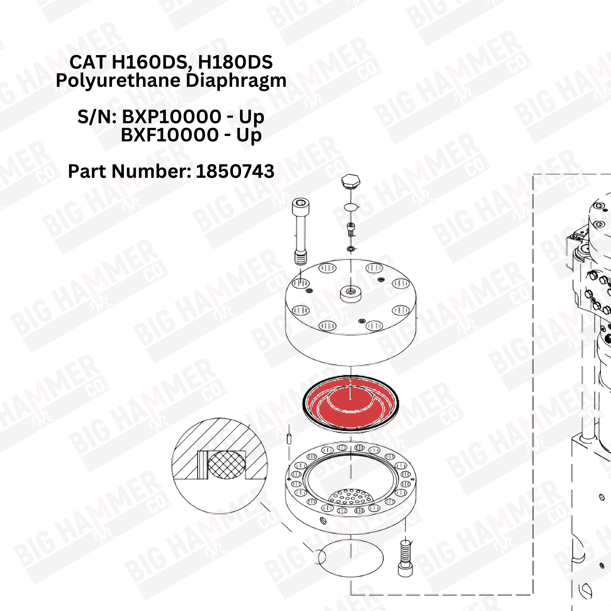 CAT H160DS, H180DS Polyurethane Diaphragm