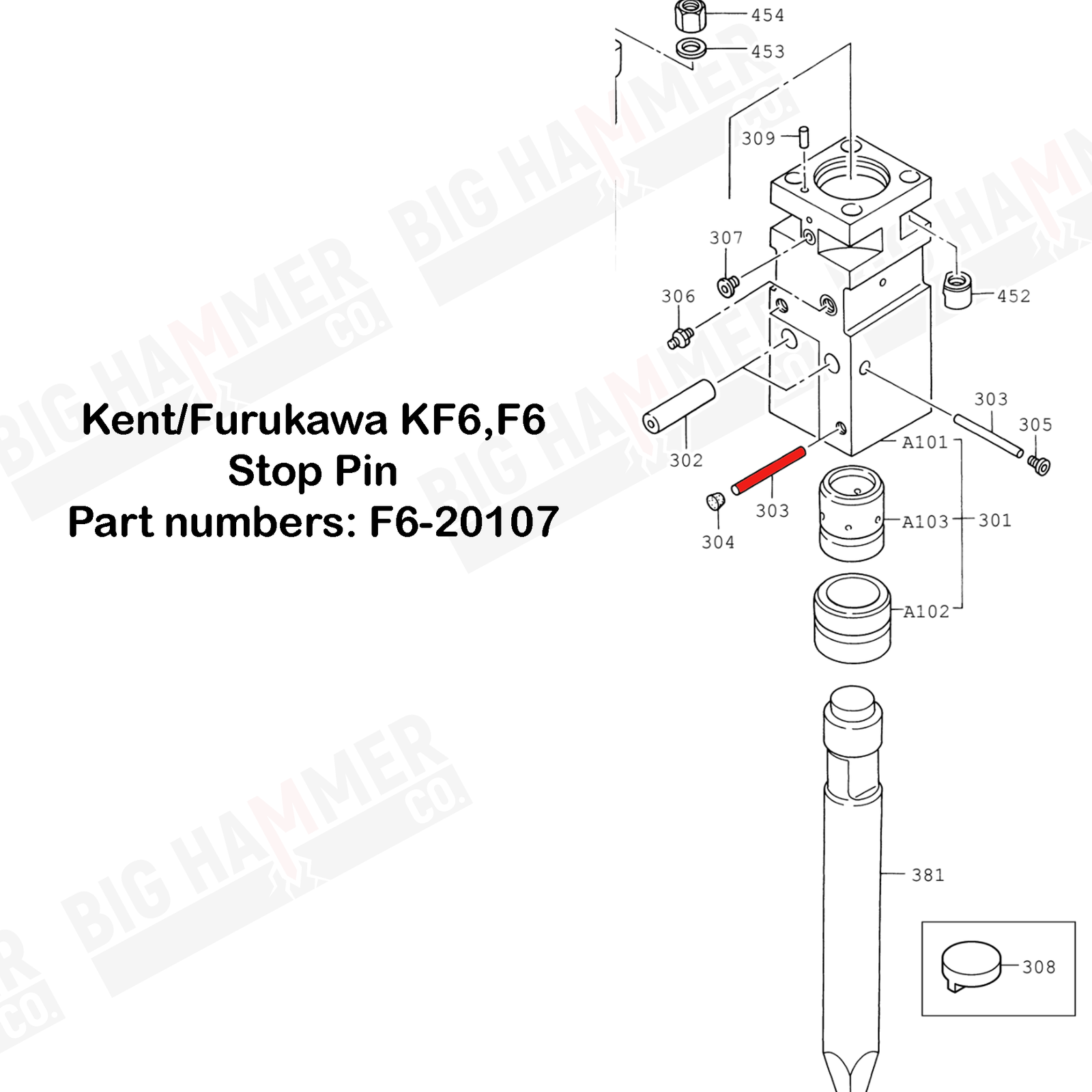 Kent/Furukawa KF6, F6 Lock Pin (KF6-20107)